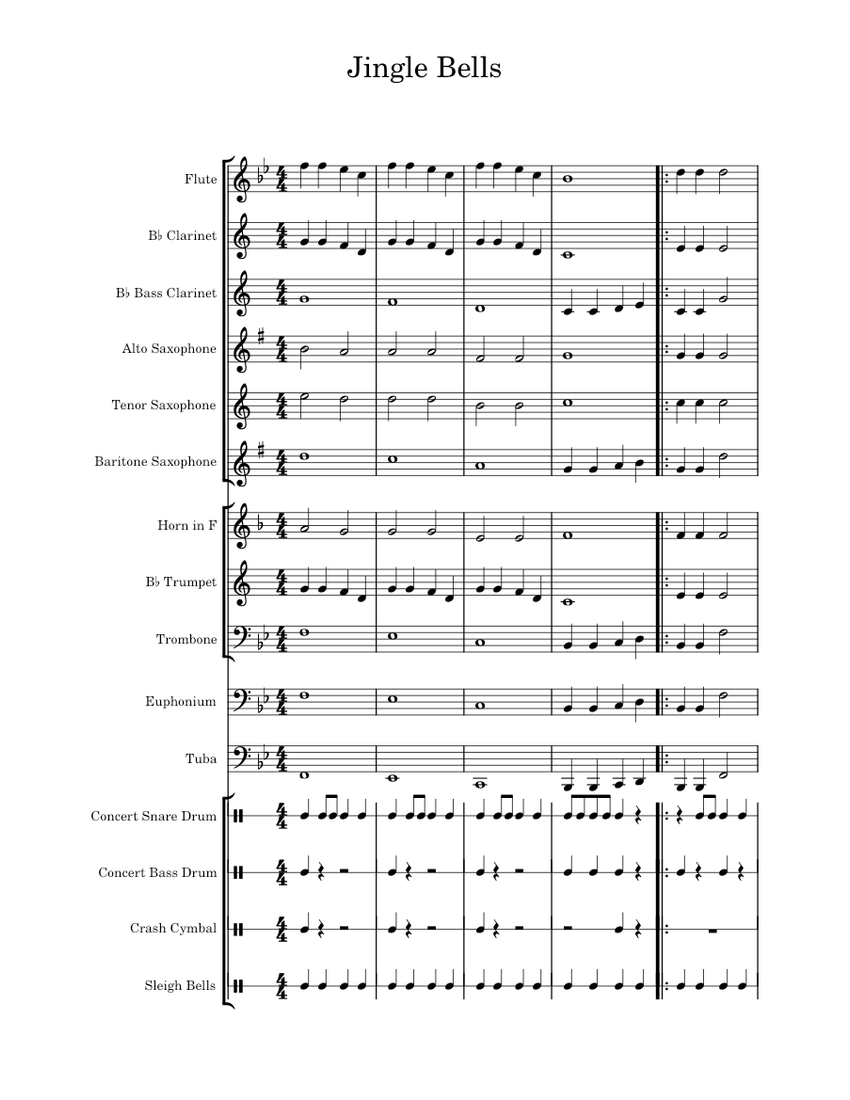 Jingle Bells Sheet music for Trombone, Euphonium, Tuba, Flute & more ...
