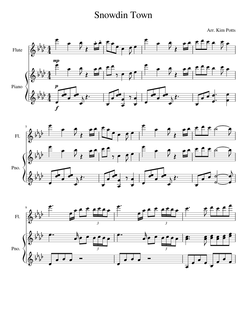 Snowdin Town Sheet music for Piano, Flute (Solo) | Musescore.com
