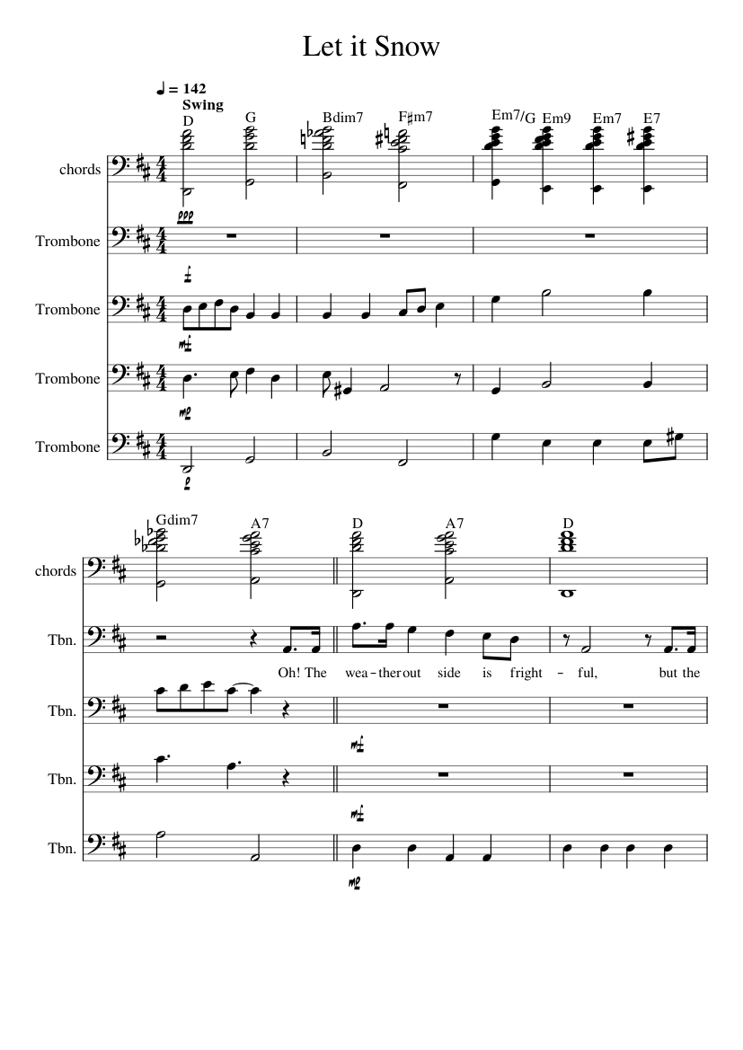 Let it Snow - Frank Sinatra Sheet music for Trombone (Brass Quartet ...