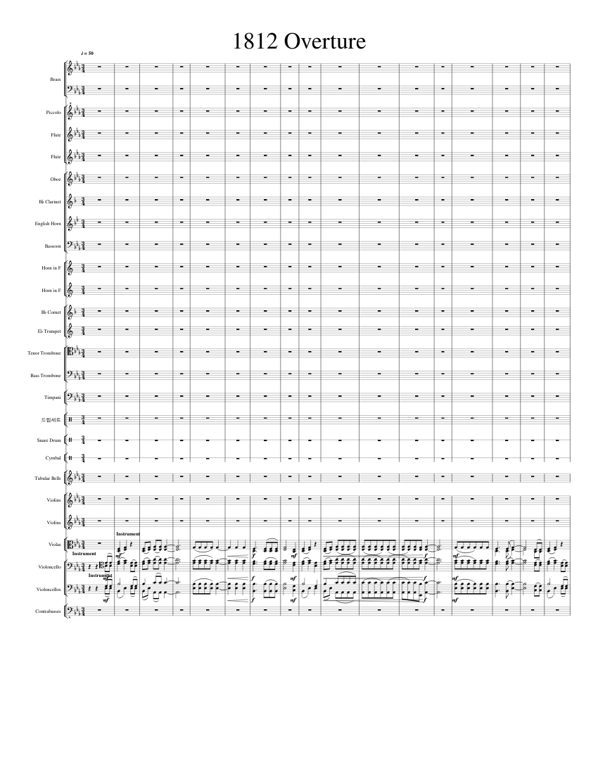 Tchaikovsky : 1812 Overture, Op.49 (Part 1) Sheet Music for Cornet ...