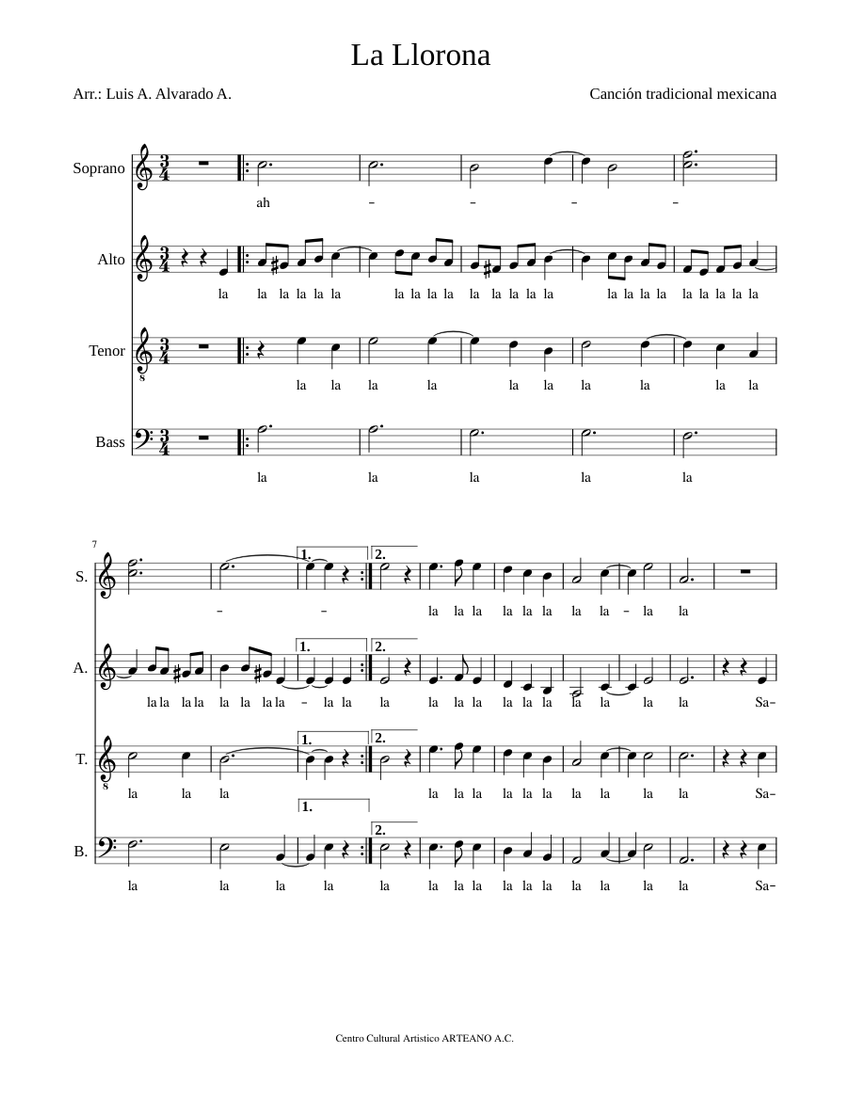 La Llorona Sheet music for Bass (Solo) | Download and print in PDF or ...