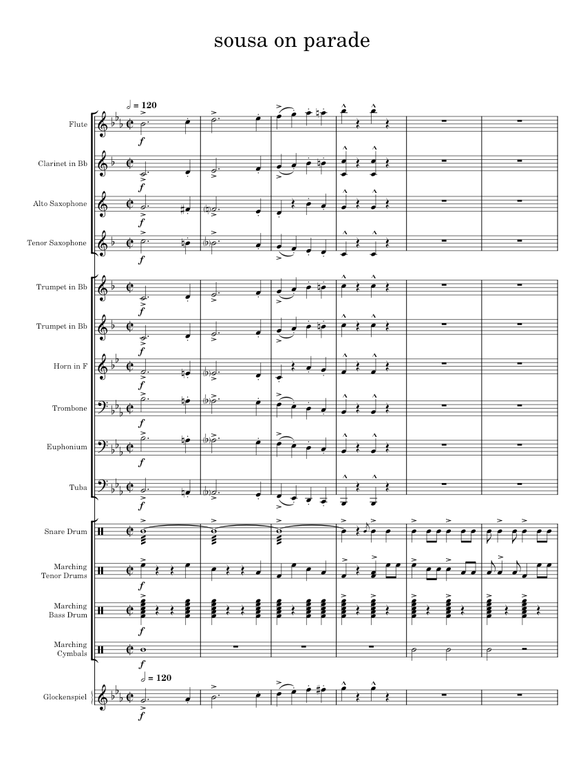 sousa on parade Sheet Music for Trombone, Tuba, Flute, Saxophone alto ...