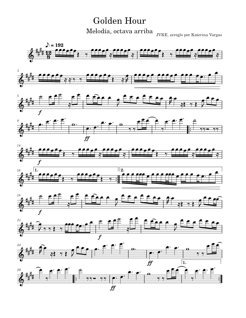 Golden Hour – JVKE Golden Hour Sheet music for Violin (Solo ...