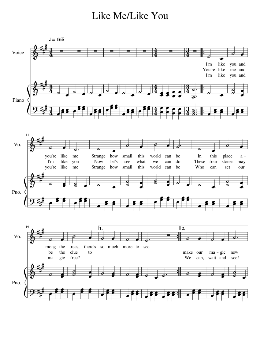 Like Me/Like You Sheet music for Piano, Vocals (Piano-Voice ...
