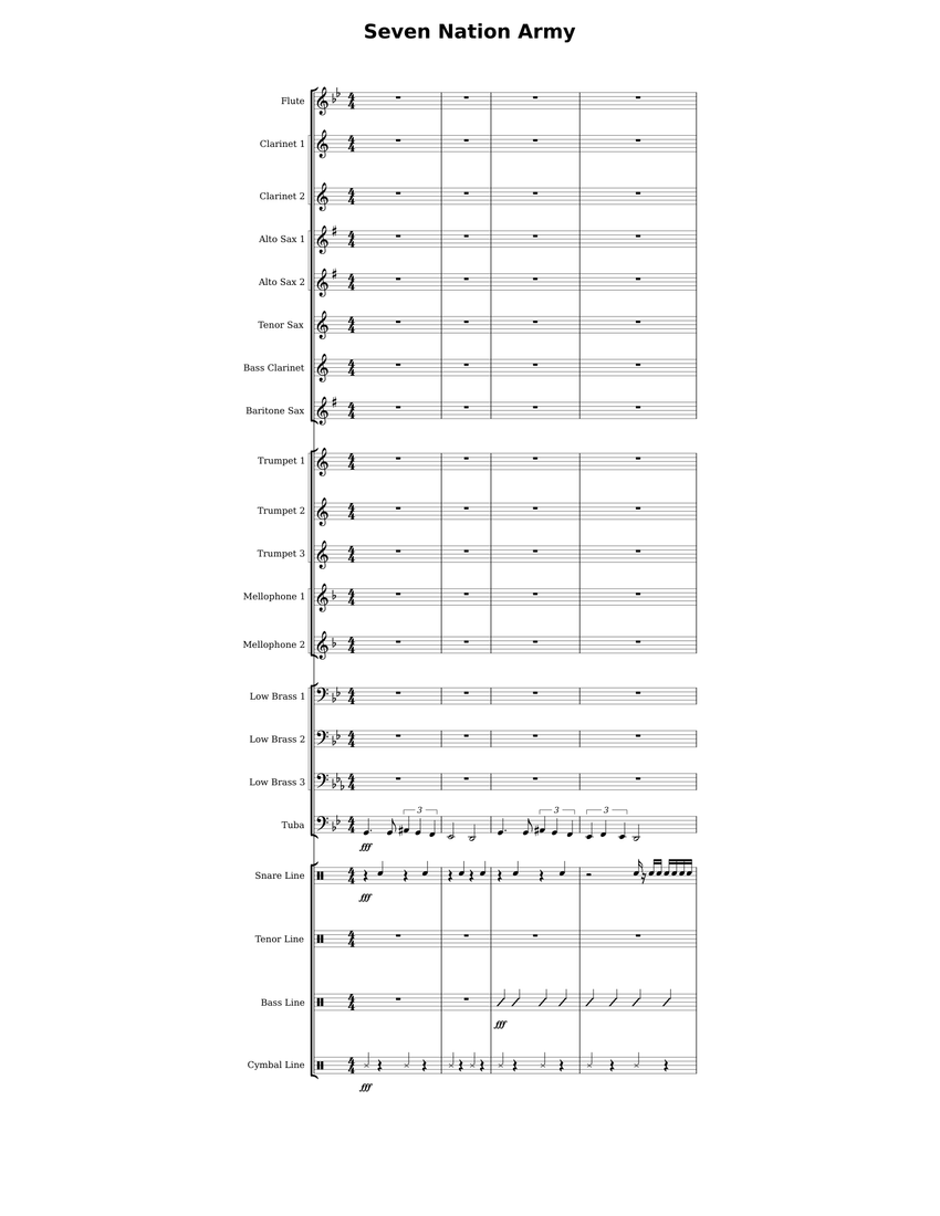 seven nation army (1) Sheet music for Trombone, Euphonium, Tuba ...