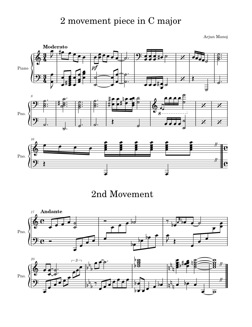 2 movement piece in C major Sheet music for Piano (Solo) | Musescore.com