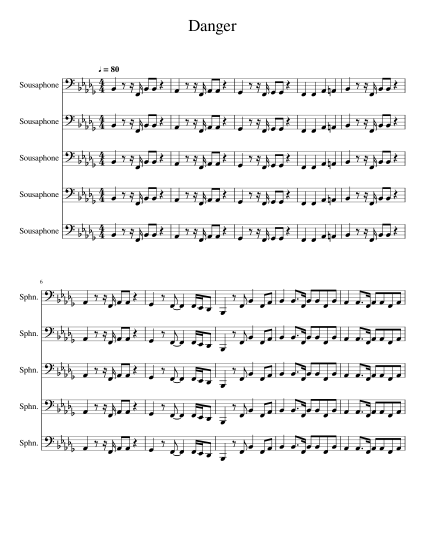 Danger Sheet music for Brass (other) (Brass Quintet) | Musescore.com