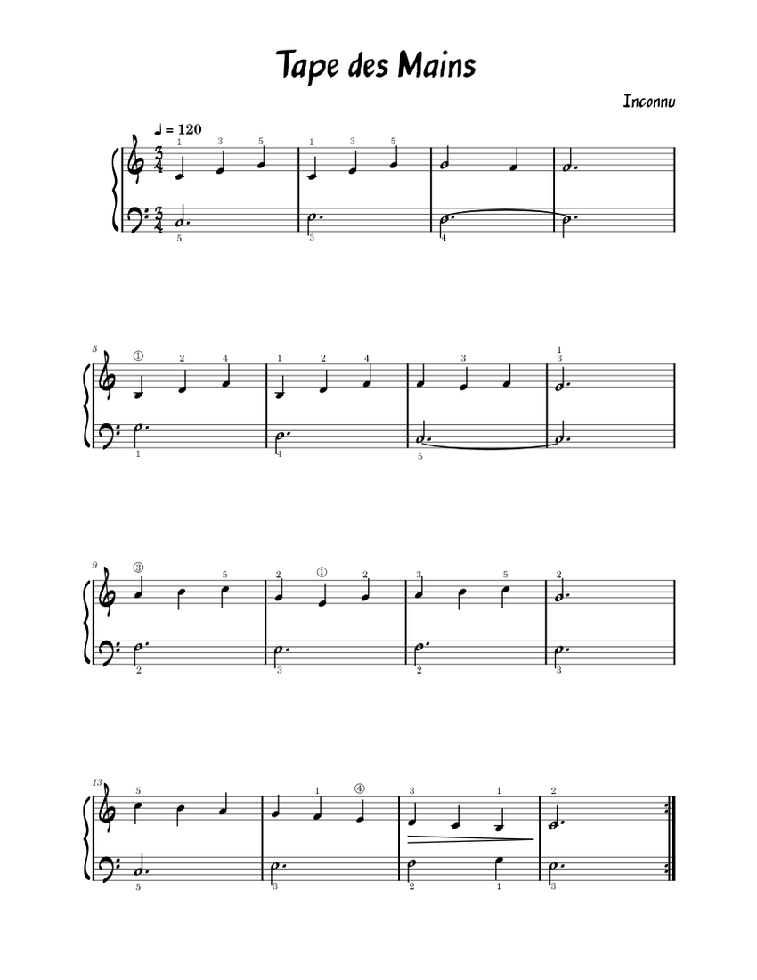 Pat a Cake Tape_des_Mains Sheet music for Piano (Solo) Easy | Musescore.com