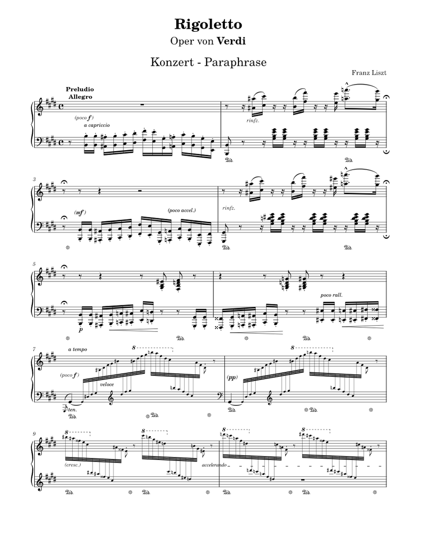 Verdi/Liszt - Paraphrase de concert sur Rigoletto (S. 434) Sheet music ...