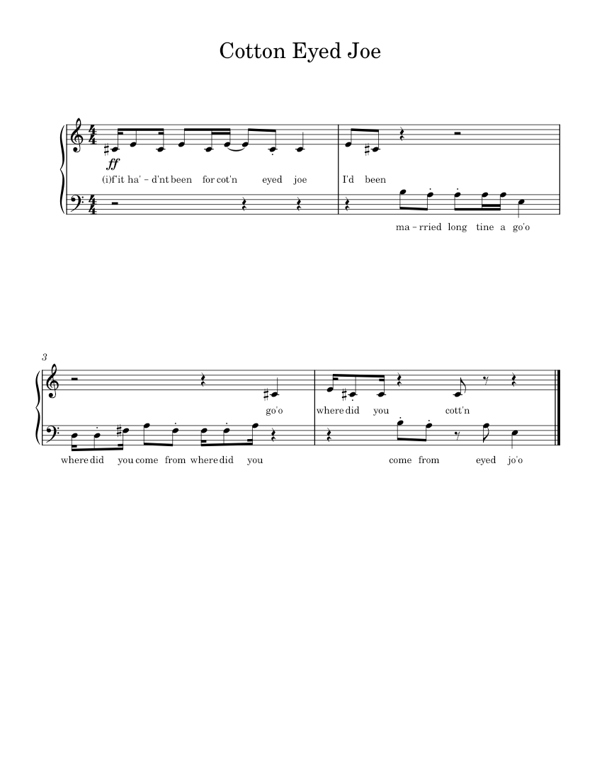 Cotton Eyed Joe Easy Sheet music for Piano (Solo) | Musescore.com