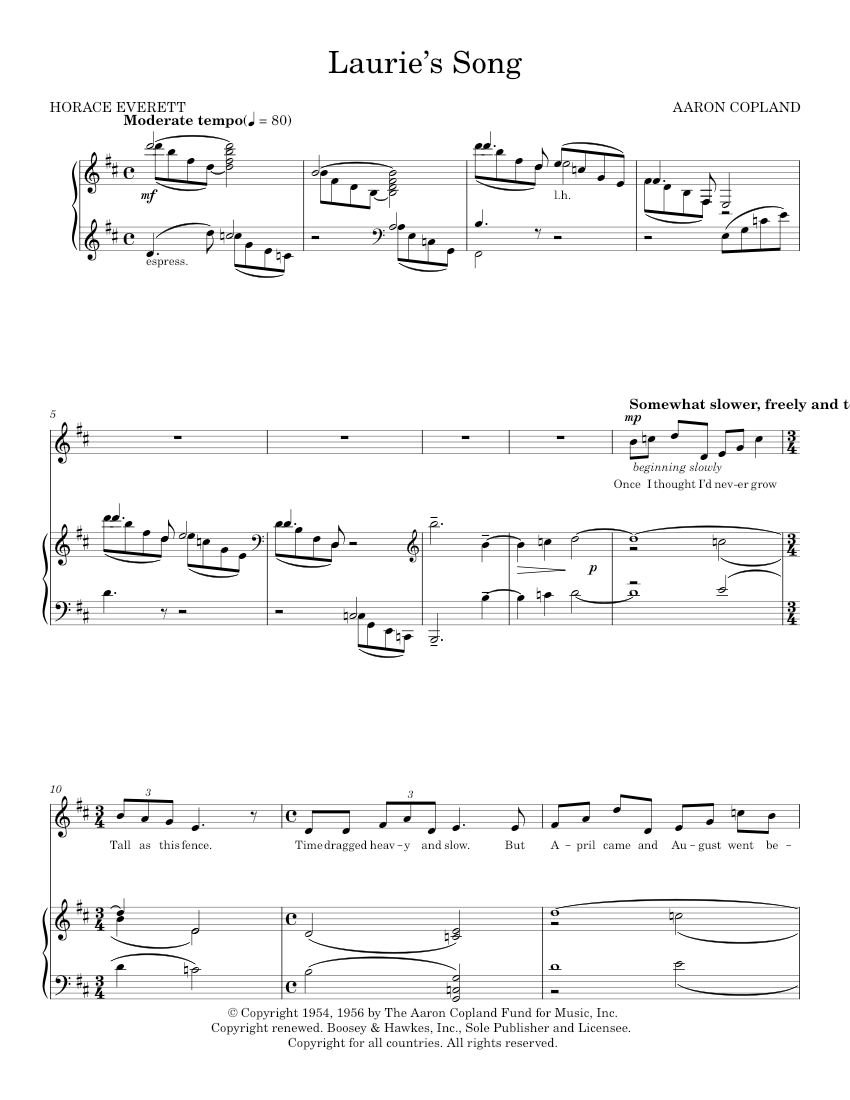 Play Official version of Laurie's Song sheet music by Aaron Copland for ...