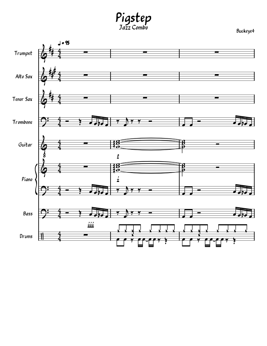 Pigstep - Jazz Combo Sheet music for Piano, Trombone, Saxophone alto ...