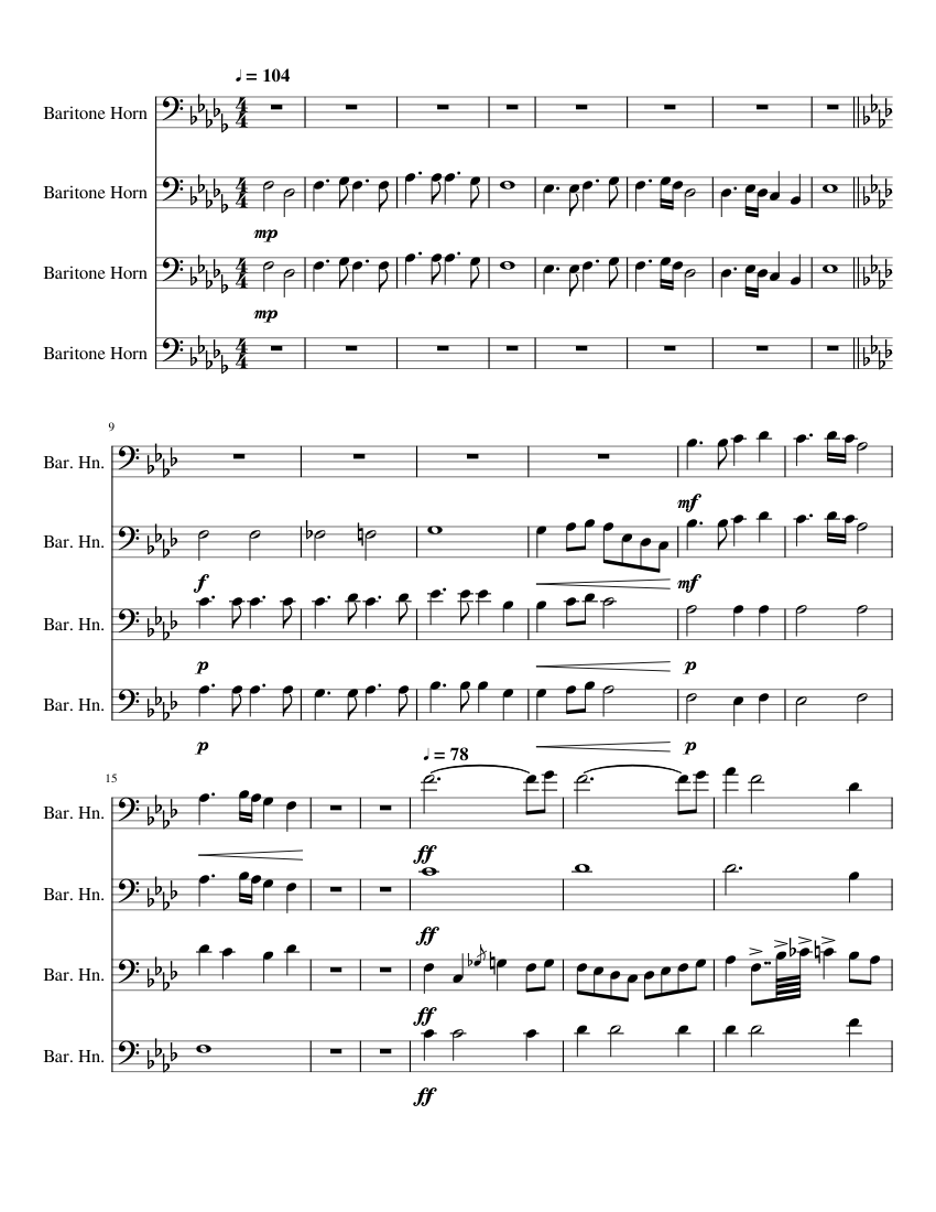 drum corpse bride for baritone quartet | academy 2016 dci Sheet music ...