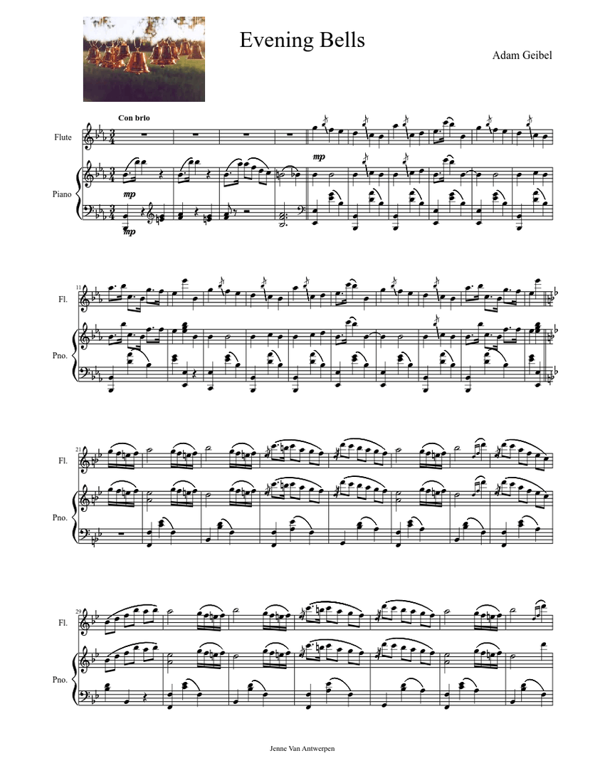 Evening Bells Sheet music for Piano, Flute (Solo) | Musescore.com