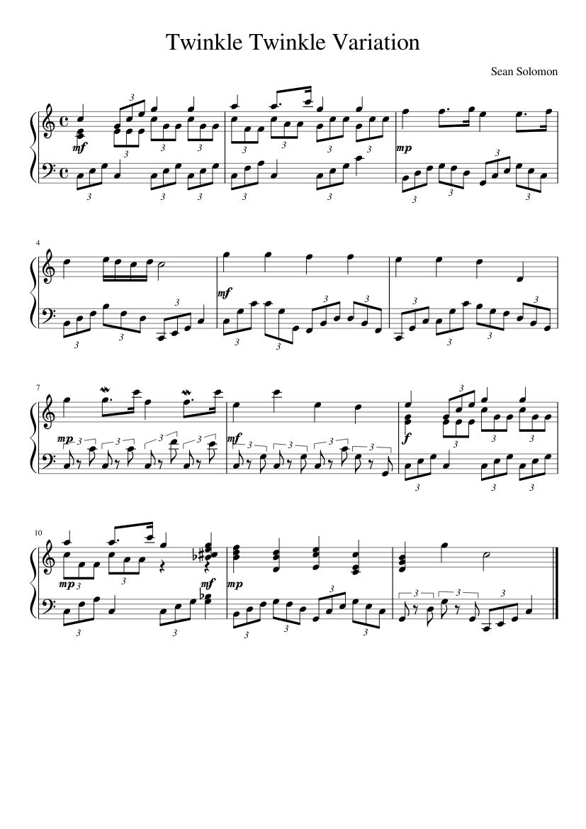 Twinkle Twinkle Variation ver 1 Sheet music for Piano (Solo ...