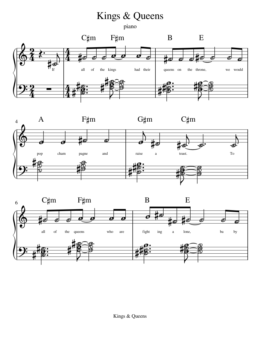 Kings and Queens Sheet music for Piano (Solo) | Musescore.com