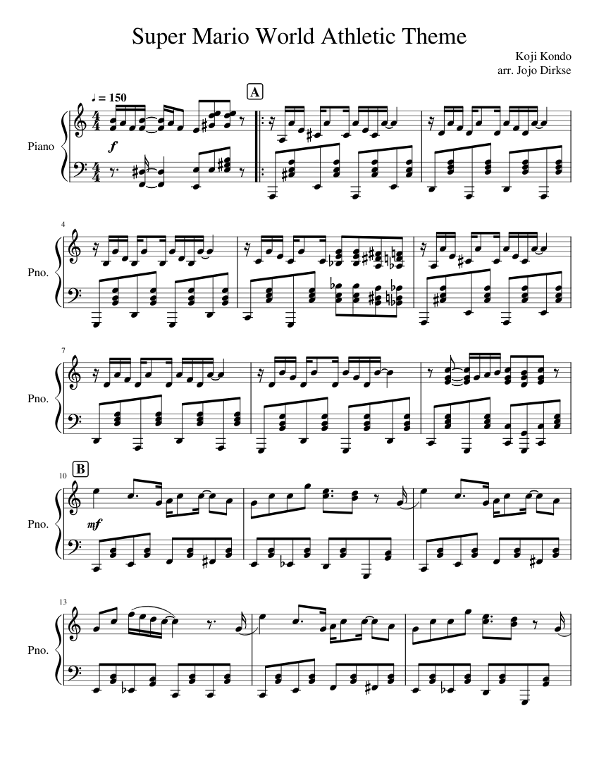 Super Mario World Athletic Theme Sheet music for Piano, Bongo (Mixed ...