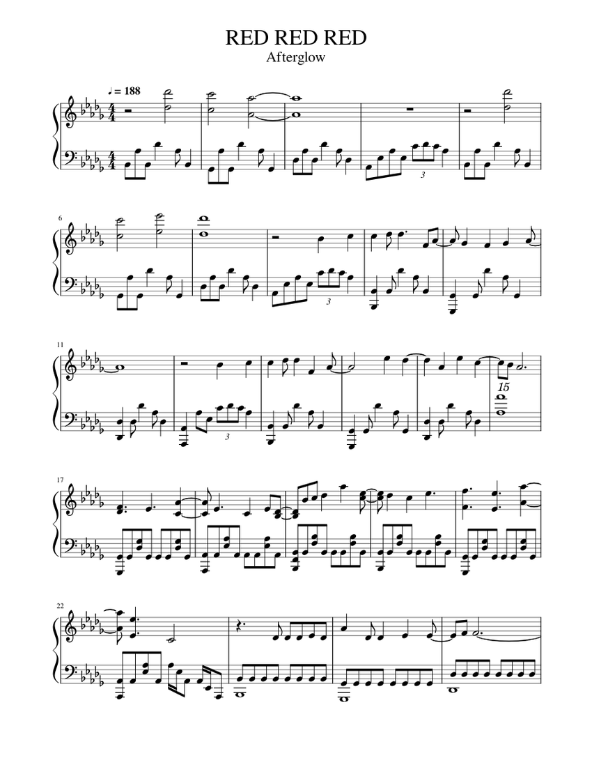 RED_RED_RED /Afterglow Sheet music for Piano (Solo) | Musescore.com