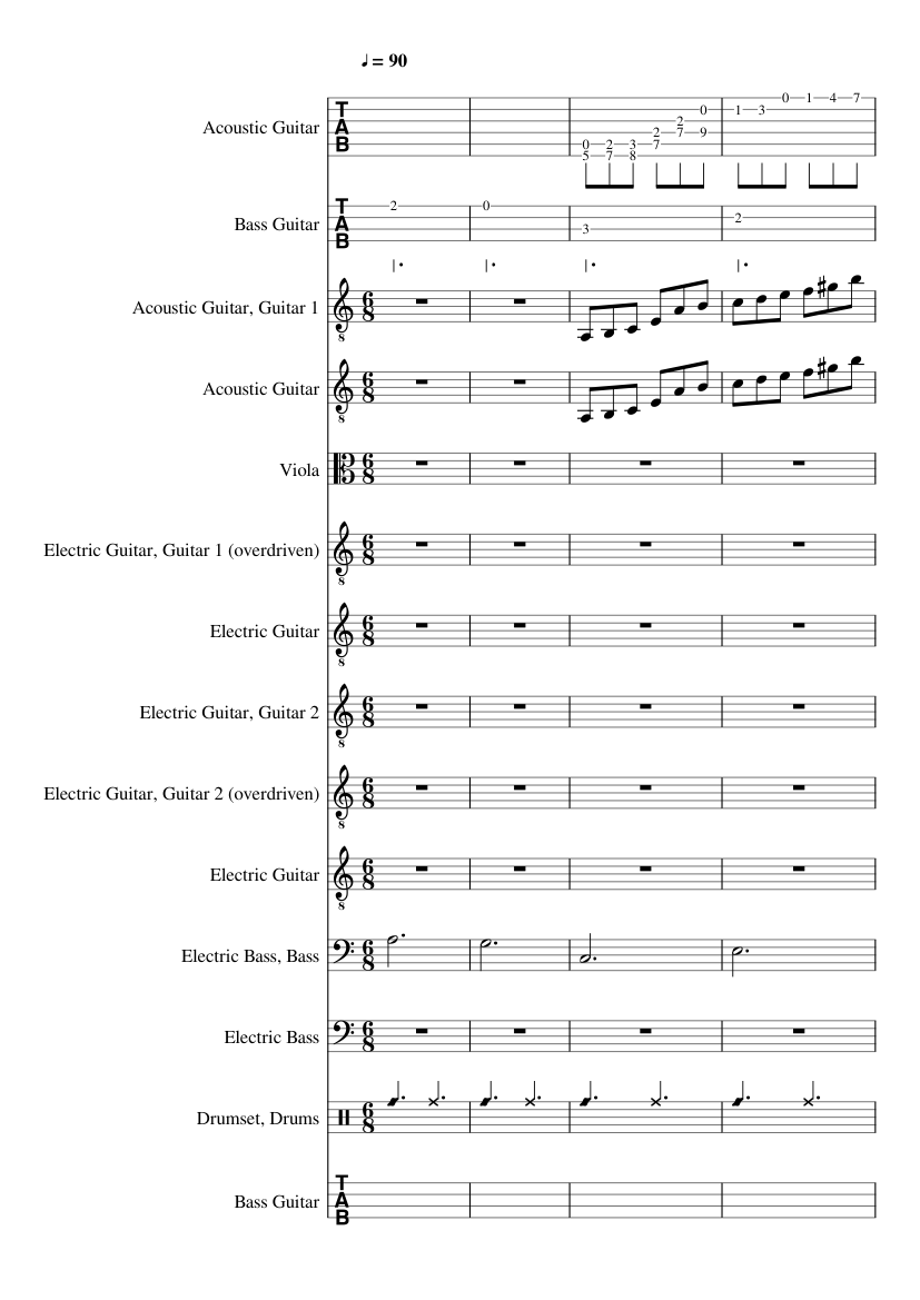 summertime A melodic minor Sheet music for Viola, Guitar, Bass guitar ...
