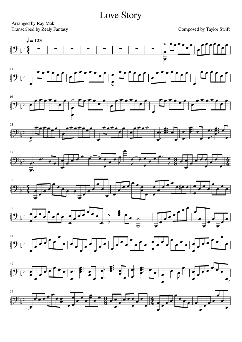 Love Story - Taylor Swift Sheet Music for Piano (Solo) Easy | MuseScore.com