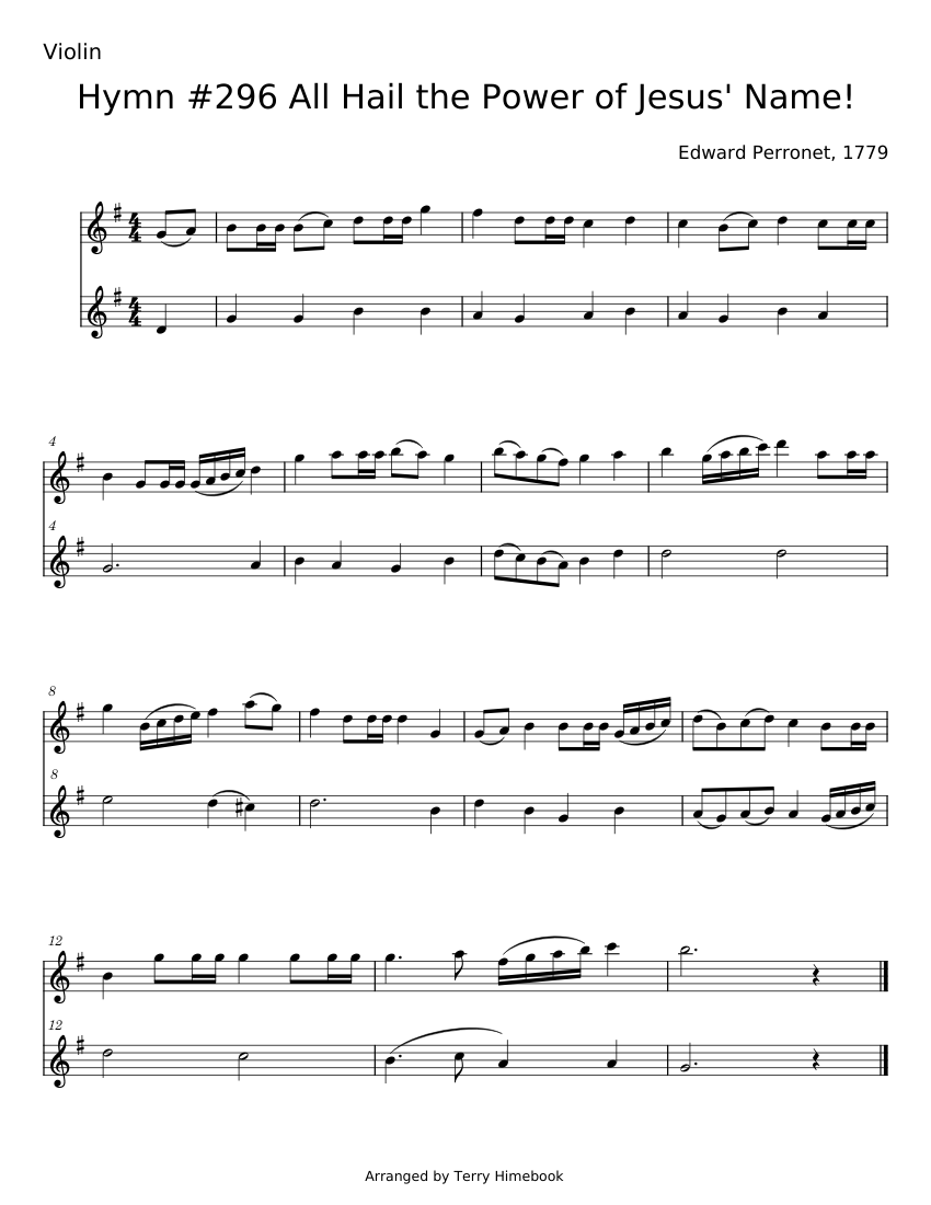 All Hail The Power Of Jesus' Name - Edward Perronet Sheet music for ...