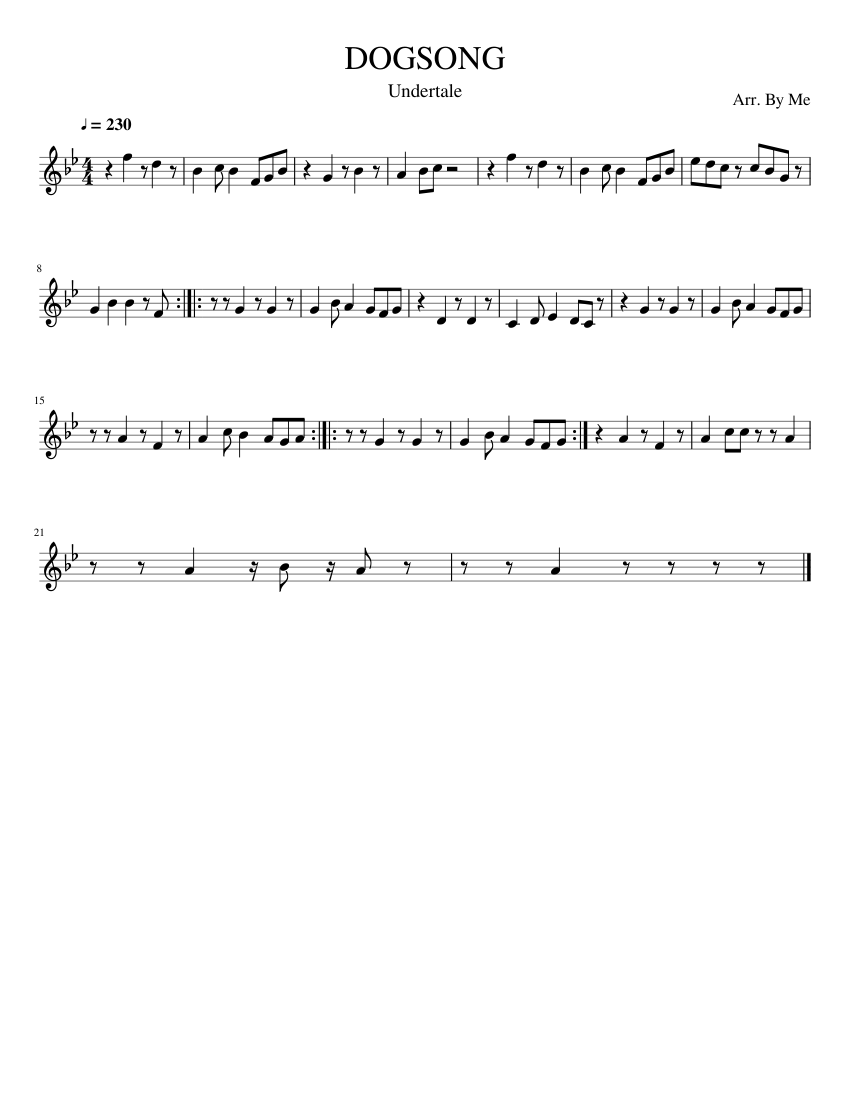 Dog Song-Undertale Sheet Music for Saxophone alto (Solo) | MuseScore.com