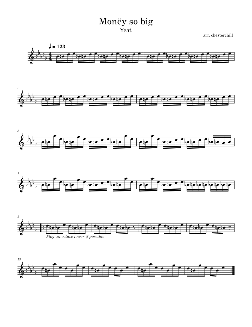 Monëy so big - Yeat Sheet Music for Recorder (Solo) | MuseScore.com