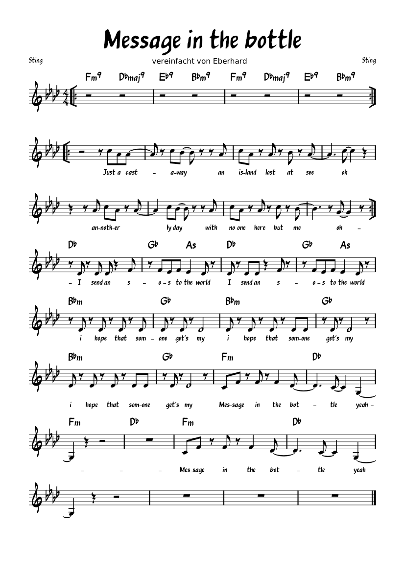 Message in a bottle – The Police Message_in_the_bottle Sheet music for ...