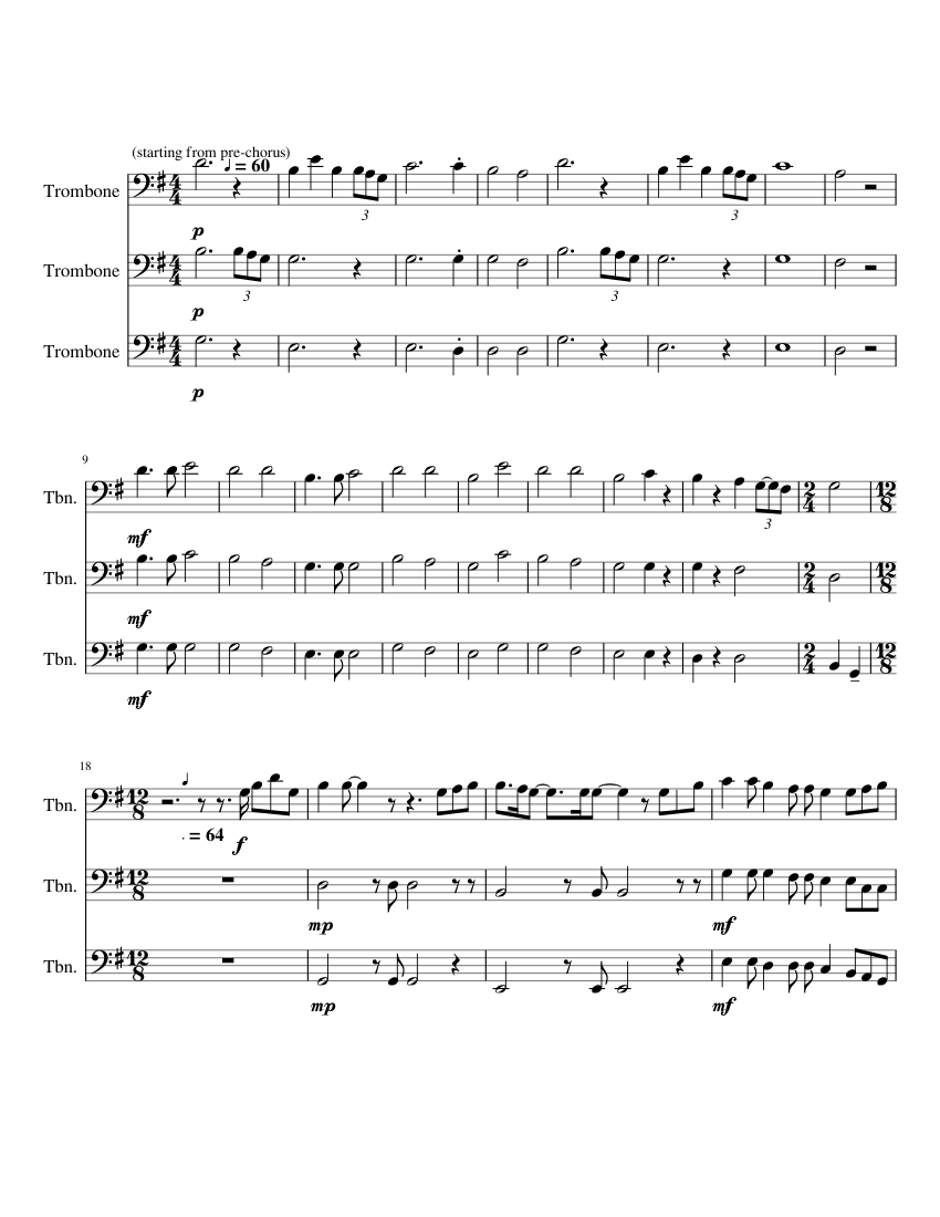 Perfect Sheet music for Trombone (Mixed Trio) | Musescore.com