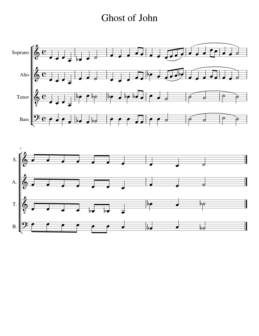 The Ghost Of John Sheet music for Soprano, Alto, Tenor, Bass voice ...