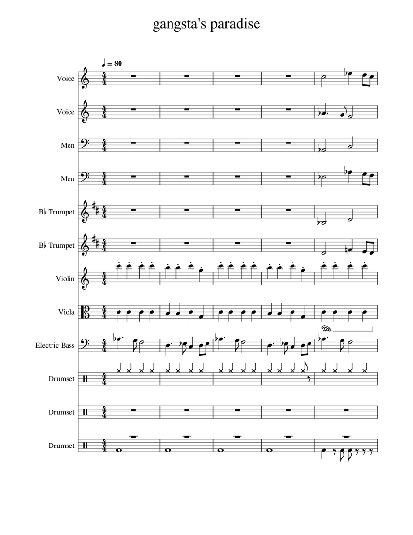 gangster's_paradice Sheet music for Vocals, Male, Trumpet in b-flat ...