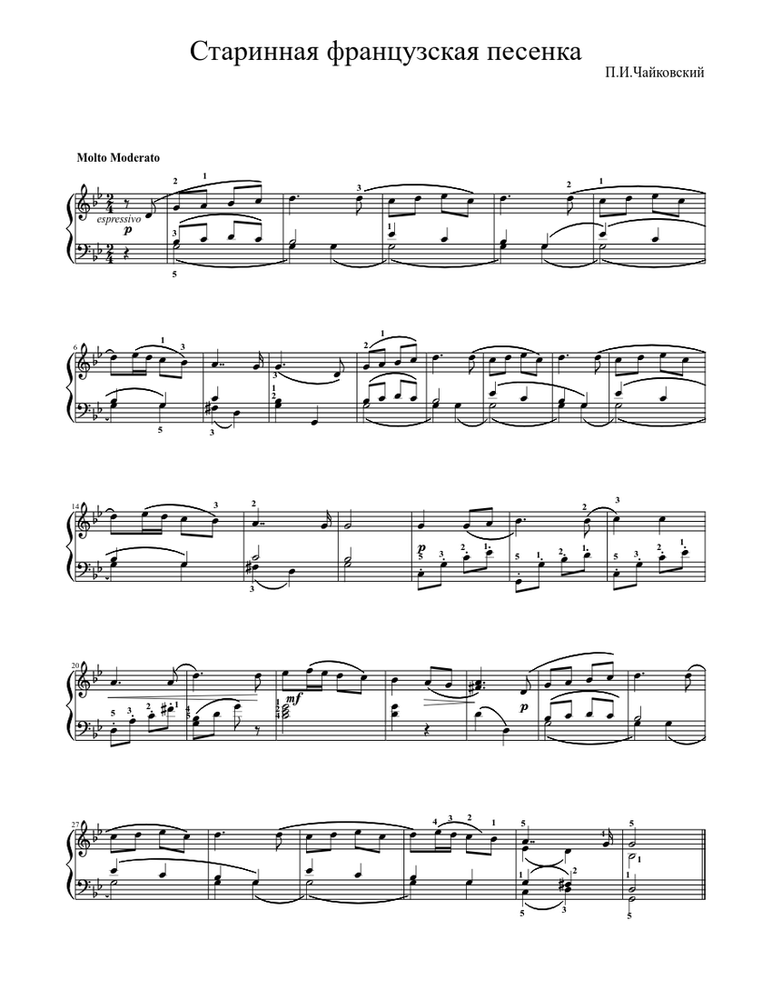 Old French Song Op.40 No16 Sheet music for Piano (Solo) | Musescore.com