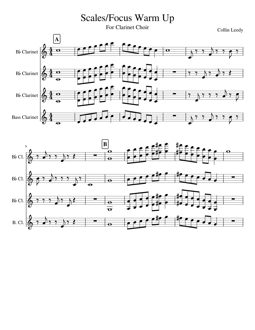 Scales Warm Up for Clarinet Choir Sheet music for Clarinet in b-flat ...