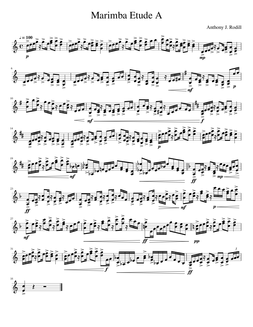 Marimba Etude A Sheet music for Marimba (Solo) | Musescore.com