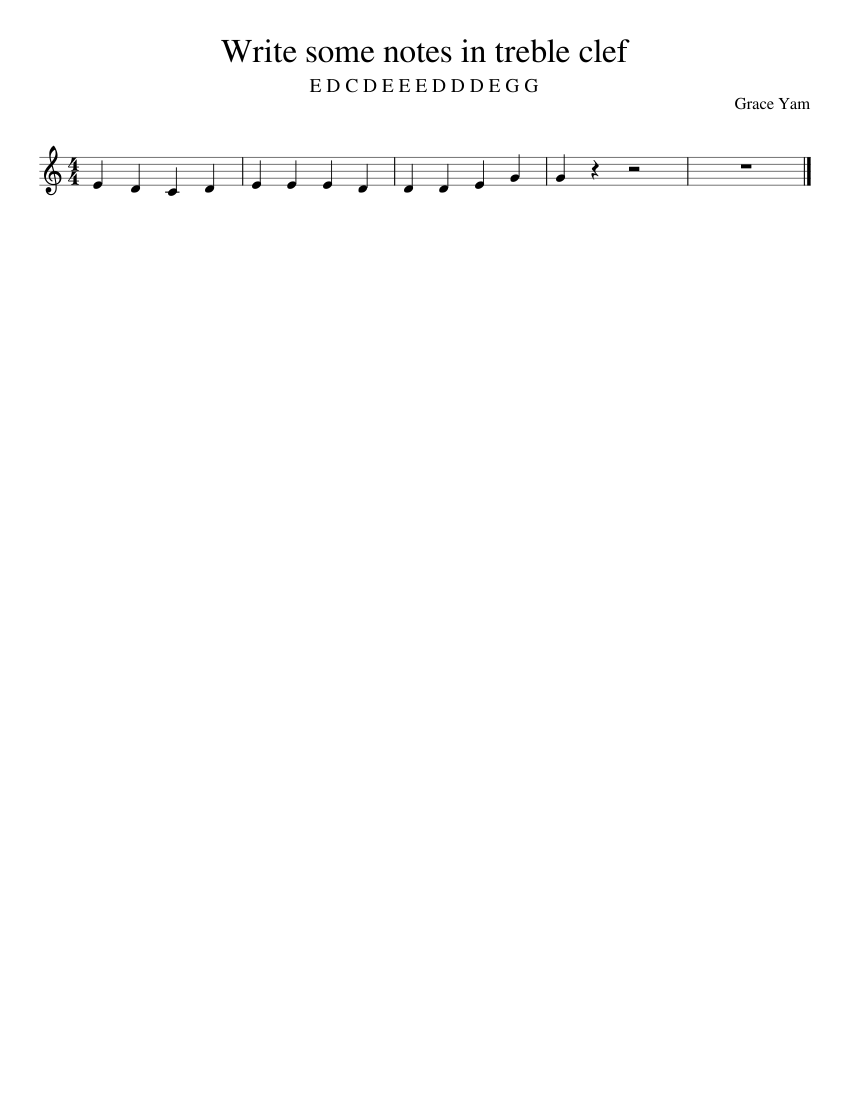 Write_some_notes_in_treble_clef Sheet music for Piano (Solo) Easy ...