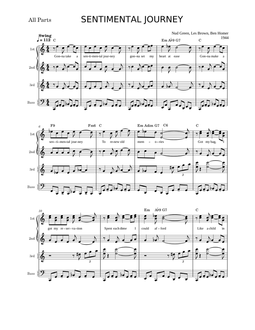 Sentimental Journey – Les Brown and Ben Homer Sheet music for Accordion ...