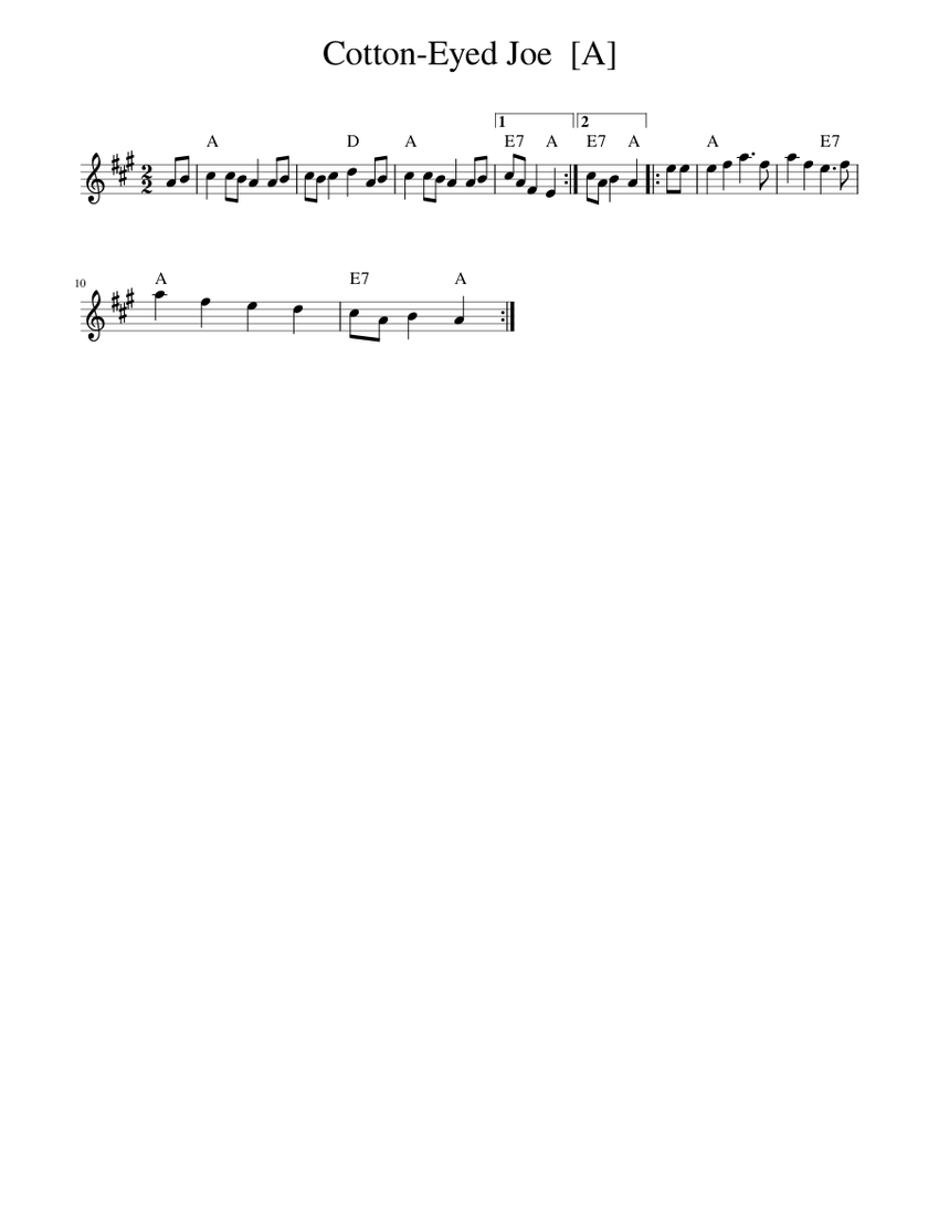 Cotton-Eyed Joe Sheet music for Piano (Solo) | Musescore.com