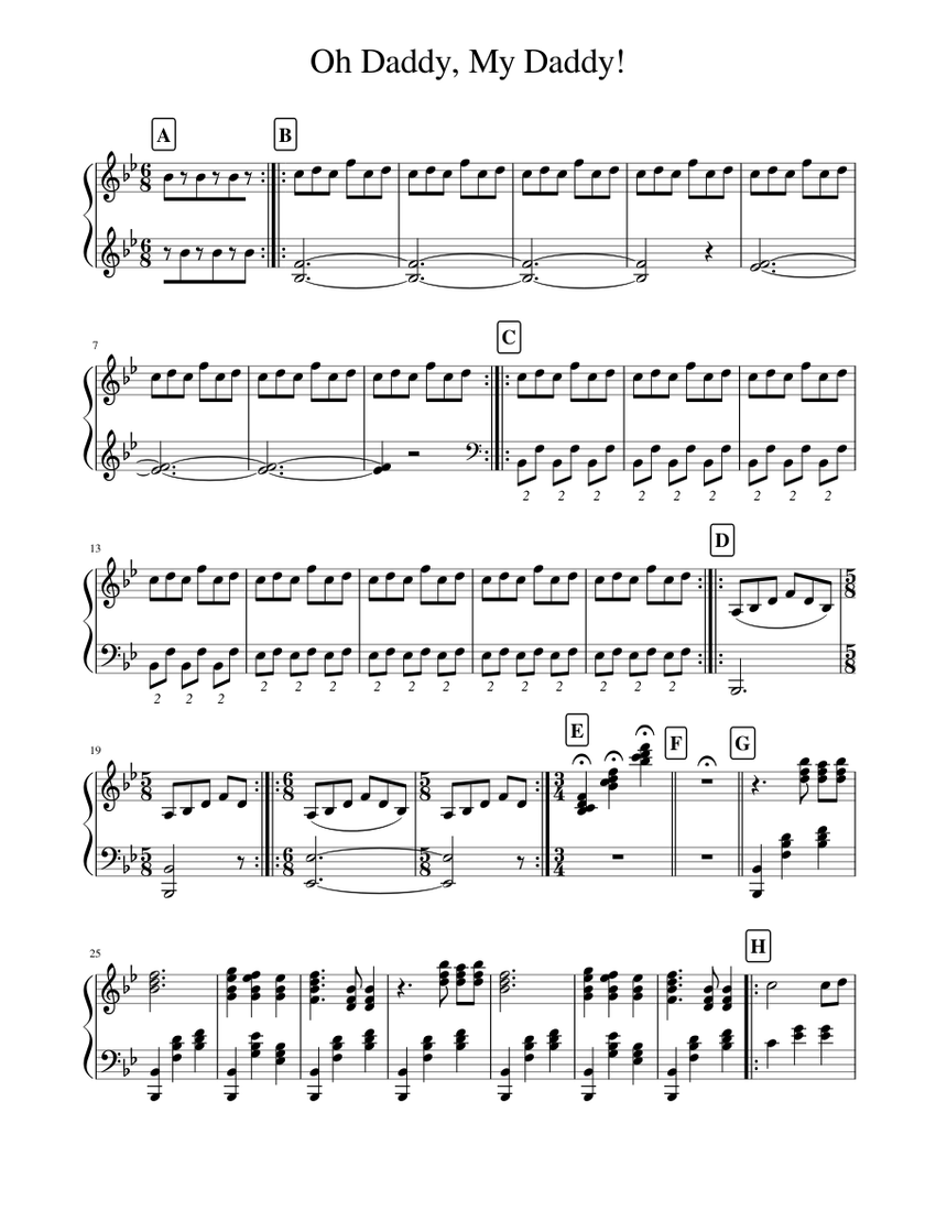 Oh Daddy, My Daddy! Sheet music for Piano (Solo) | Musescore.com