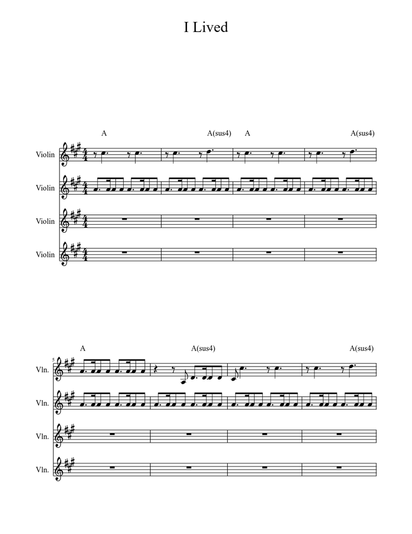 I Lived - OneRepublic Sheet music for Violin (Mixed Quartet ...