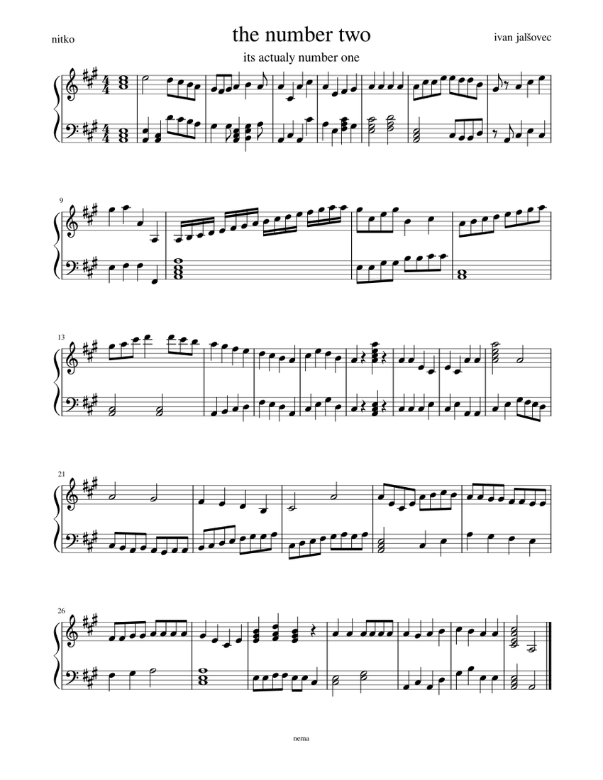 the number two Sheet music for Piano (Solo) | Musescore.com