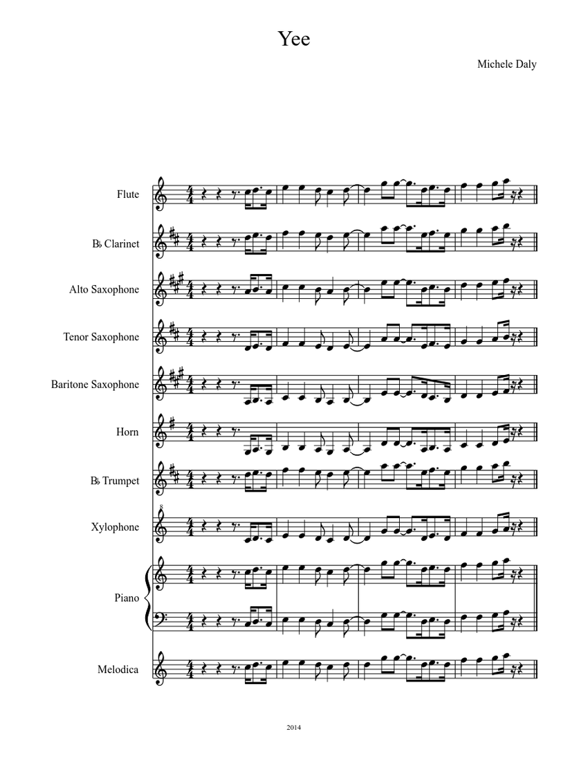 Yee Sheet music for Piano, Flute, Clarinet other, Trumpet other (Mixed ...