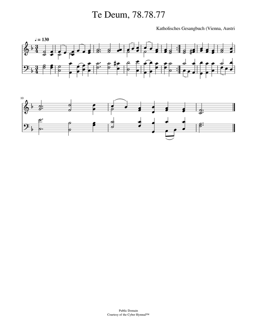 Holy god, we praise thy name - Te Deum Katholisches Gesangbuch (Vienna ...