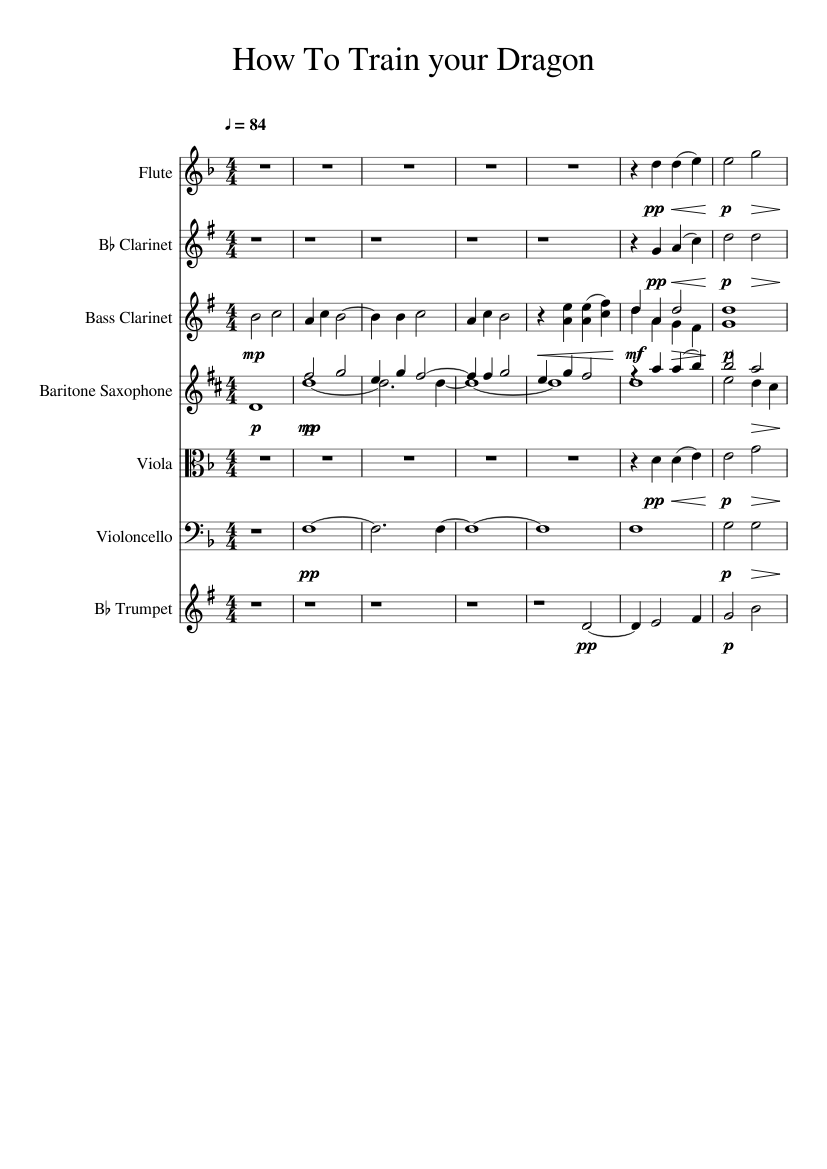 How To Train your Dragon- Baritone Saxophone Part Sheet Music for Flute ...