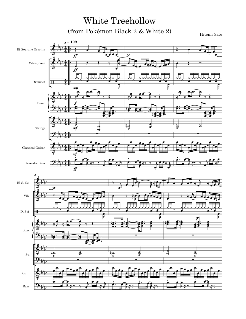 White Treehollow Sheet music for Piano, Vibraphone, Guitar, Bass guitar & more instruments ...