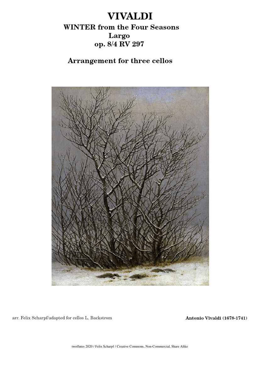 The four seasons - winter – Antonio Vivaldi Sheet Music for Cello ...