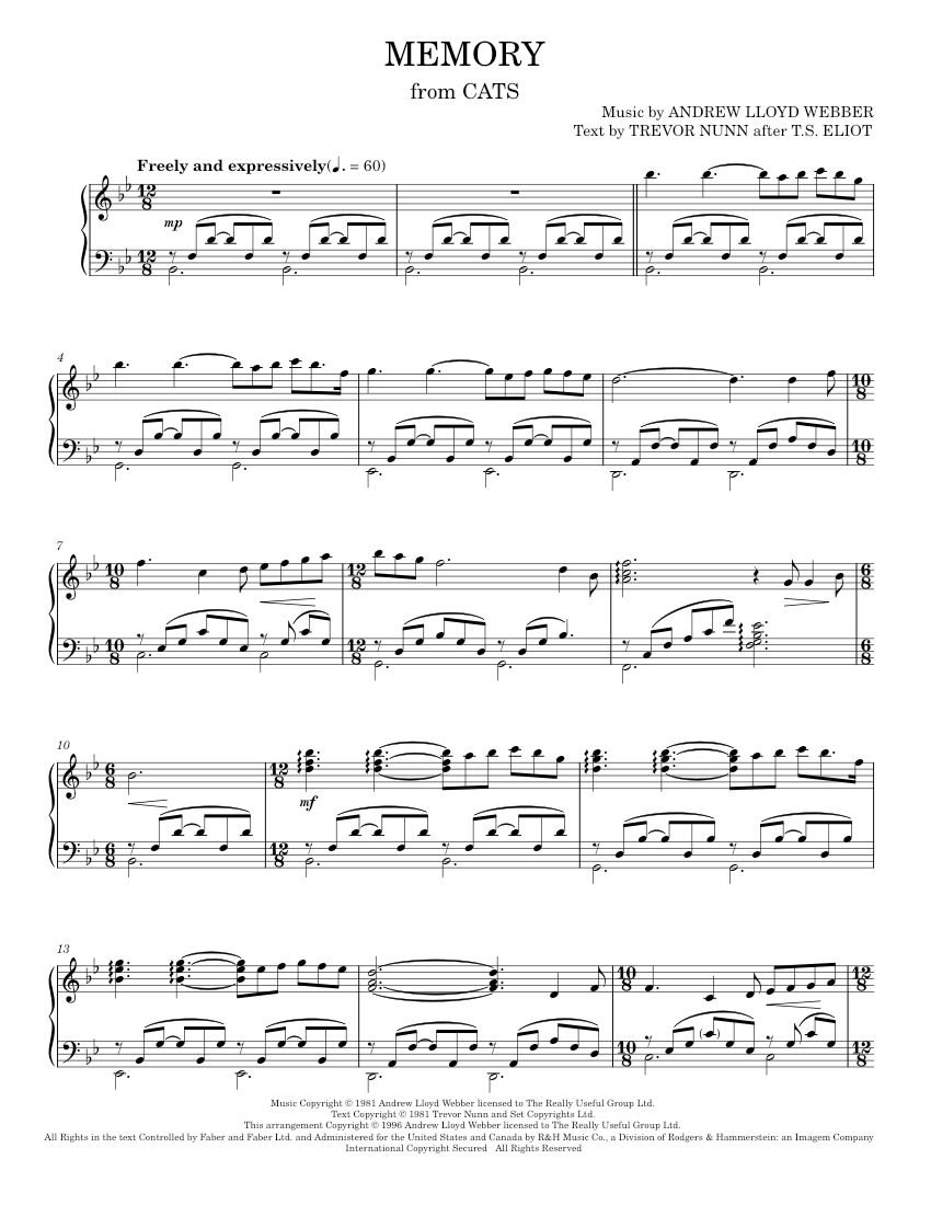 Memory Piano Sheet Music