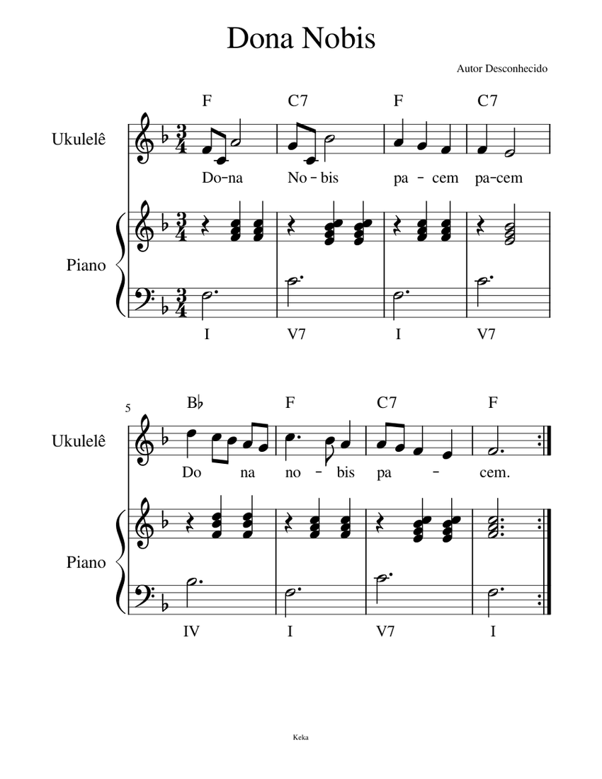 Dona_Dobis Sheet music for Piano, Ukulele (Mixed Duet) | Musescore.com