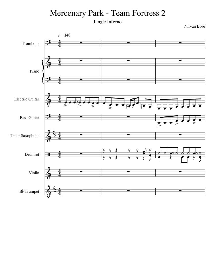 Mercenary Park - Team Fortress 2 Sheet music for Piano, Trombone ...