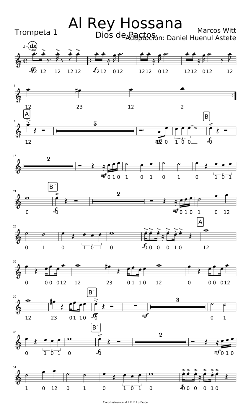 Al Rey Hossana Sheet music for Cornet (Solo) | Musescore.com