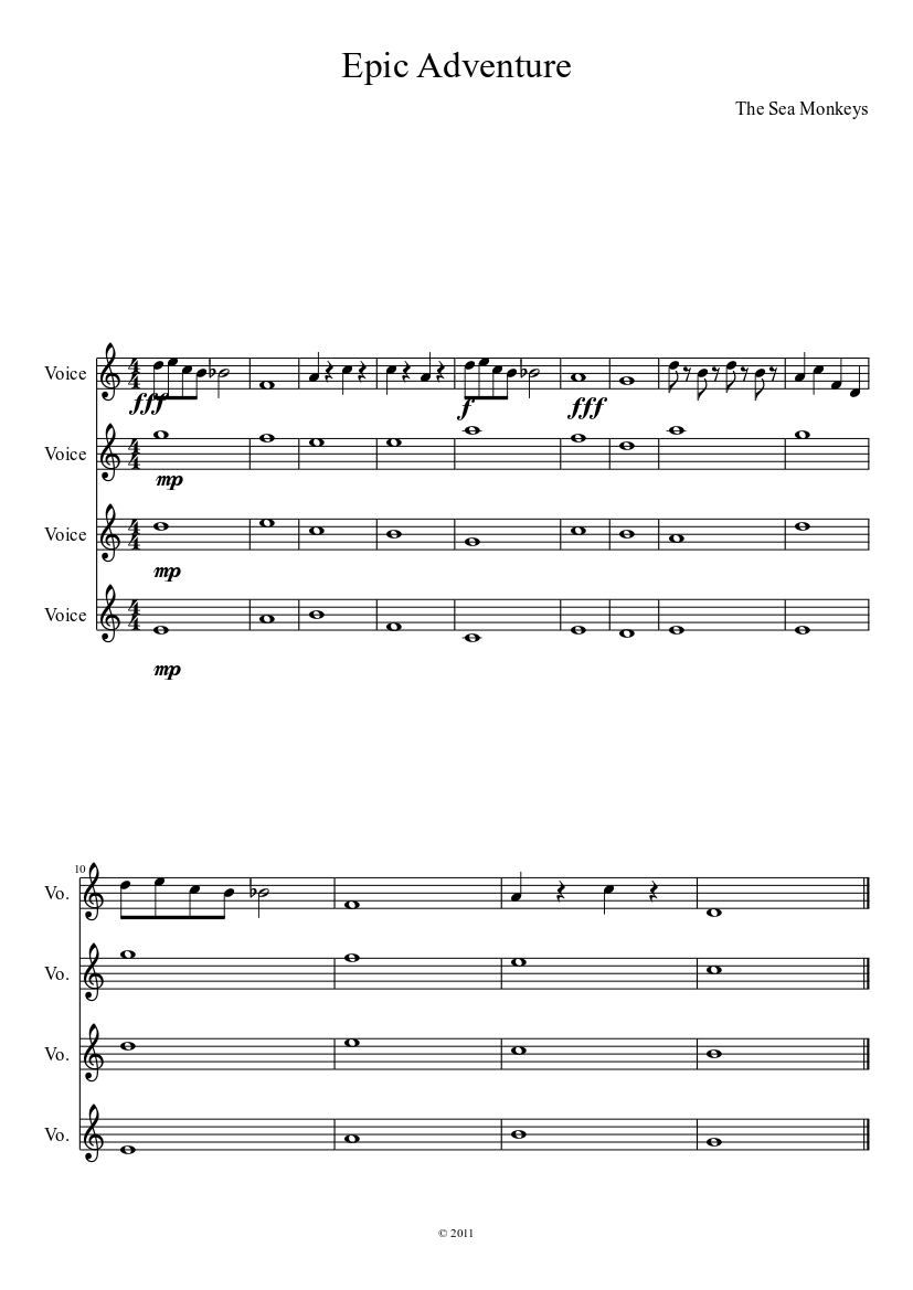 Epic Adventure Sheet music for Voice (other) (Choral) | Musescore.com
